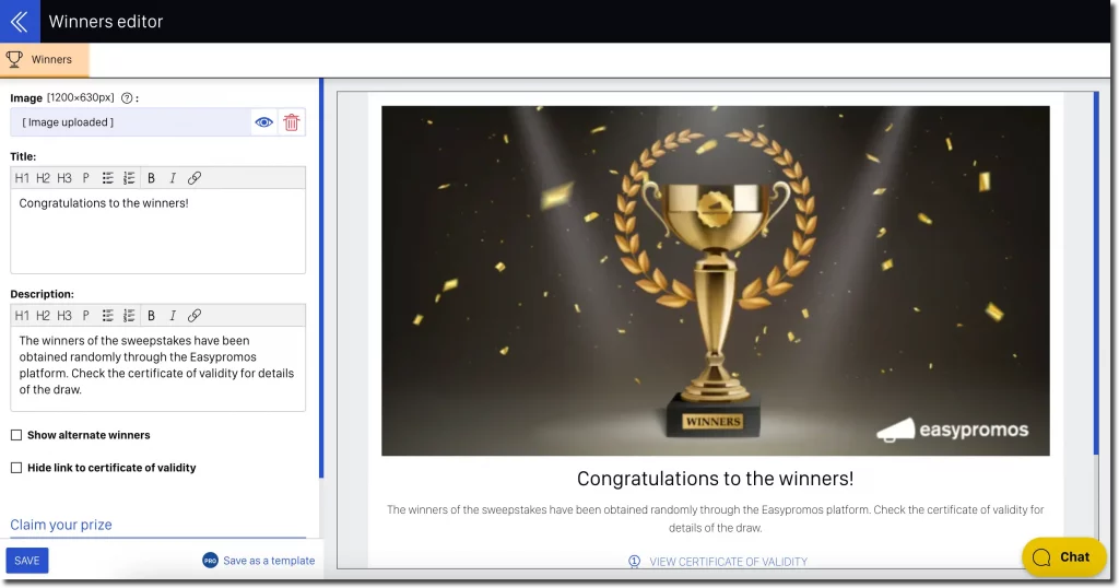 Save Templates to Announce the Winners of Your Giveaways