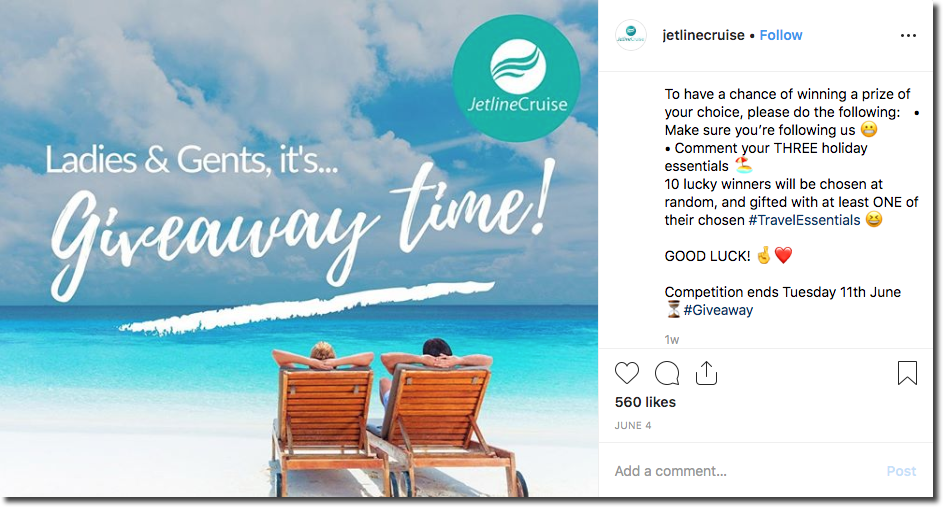 Cruise advertisement examples on social media