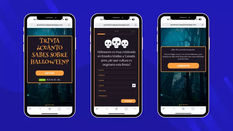 Crea un cuestionario de preguntas de Halloween